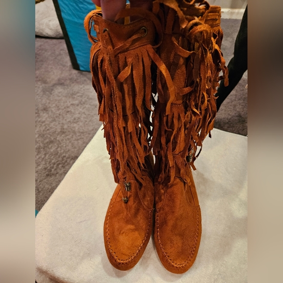 Shoes | Moccasin Style Boots With Fringes | Poshmark
